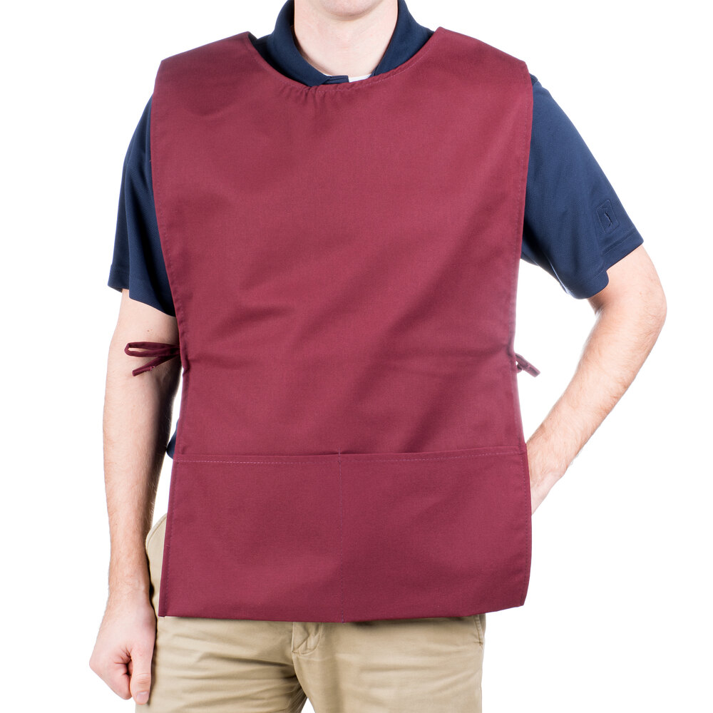 Intedge Burgundy Adjustable Poly-Cotton Cobbler Apron with 2 Pockets ...