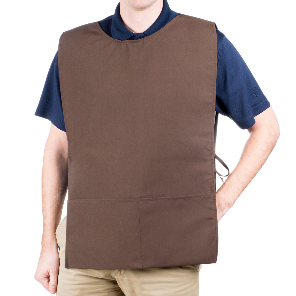 Intedge Brown Adjustable Poly-Cotton Cobbler Apron with 2 Pockets - 29 ...