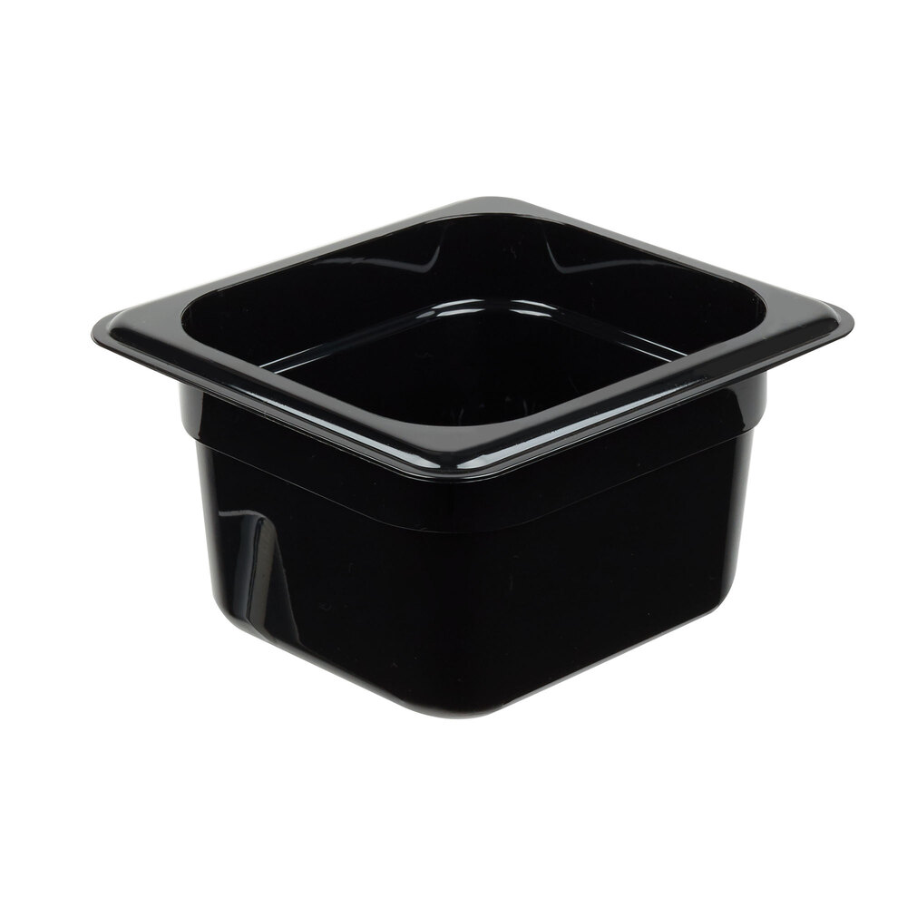 Cambro 64CW110 Camwear 1/6 Size Black Polycarbonate Food Pan - 4" Deep