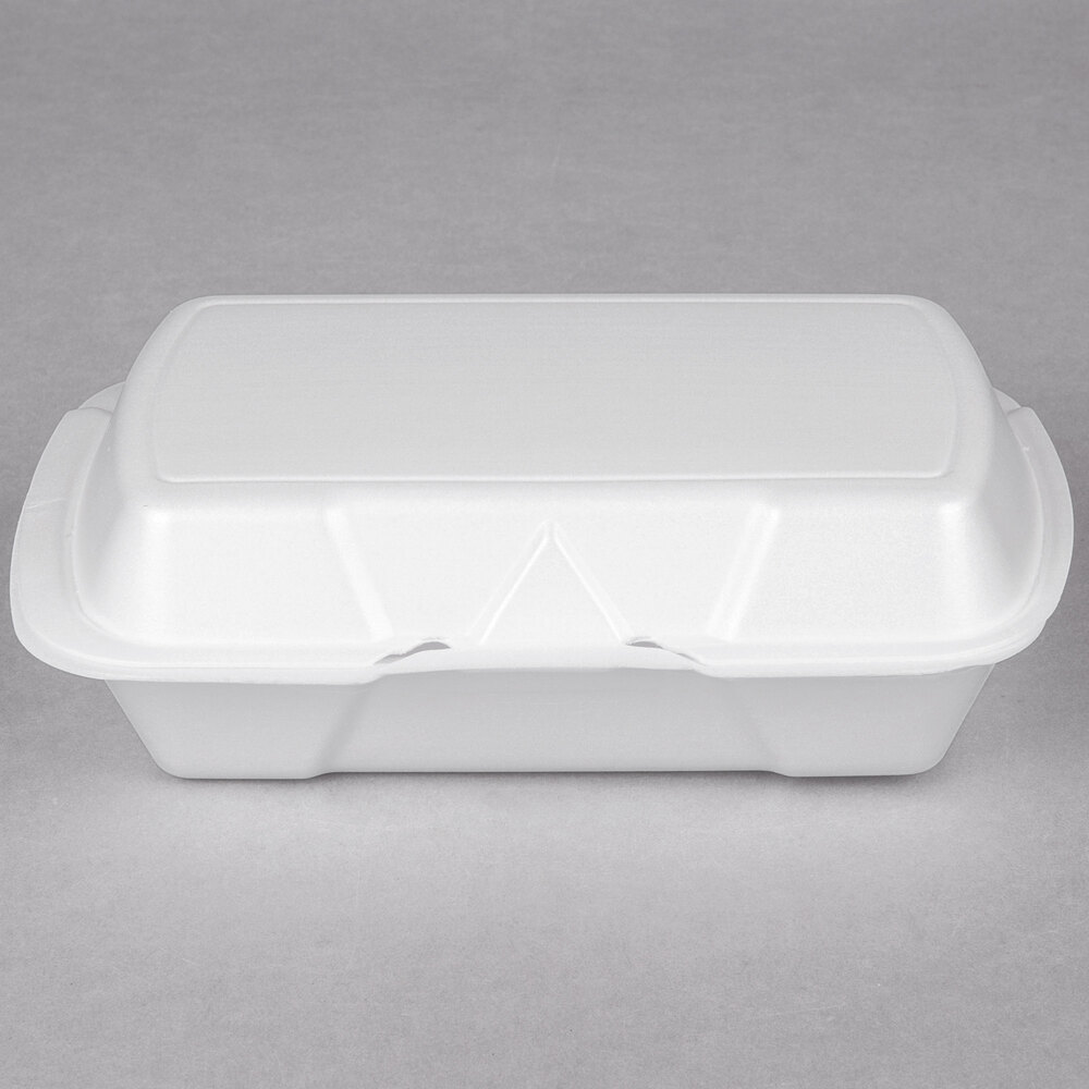 Genpak 201ST 9 1/4" x 5 11/16" x 2 3/4" White Medium Shallow Foam Hinged Lid Container - 200/Case