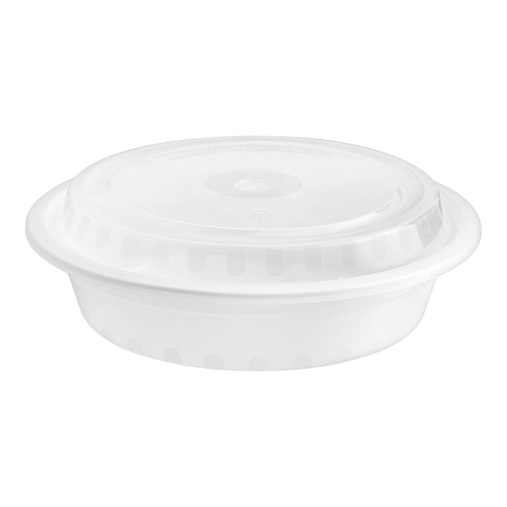 Choice White Round Microwavable Container w/ Lid (24 oz.)