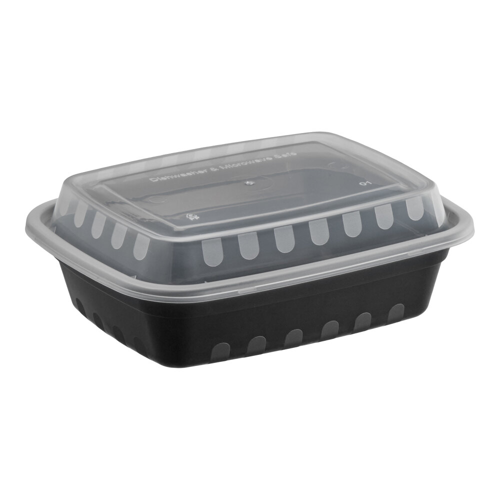 Choice 12 oz. Black Rectangular Microwavable Heavy Weight Container ...