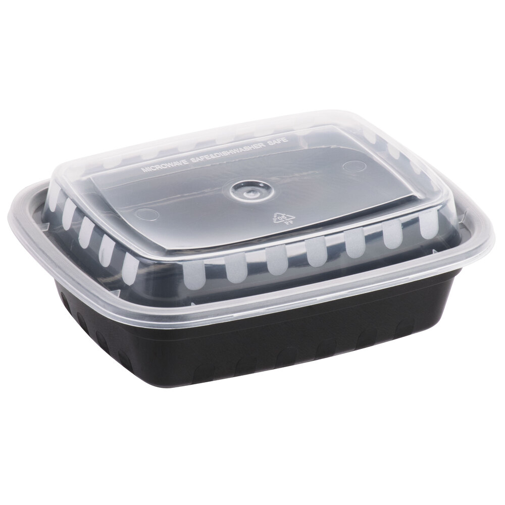Choice 12 oz. Black 6" x 4 3/4" x 1 3/4" Rectangular Microwavable Heavy ...