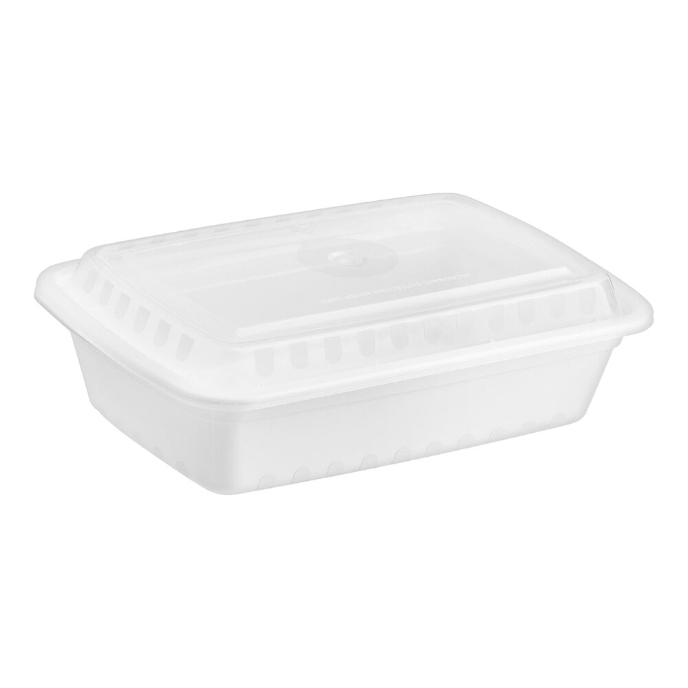 Choice 38 oz. White Rectangular Microwavable Heavy Weight Container ...