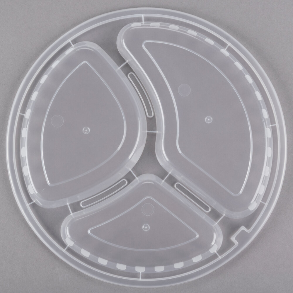 Choice 33 oz. White 9" Round 3-Compartment Microwavable Heavyweight ...