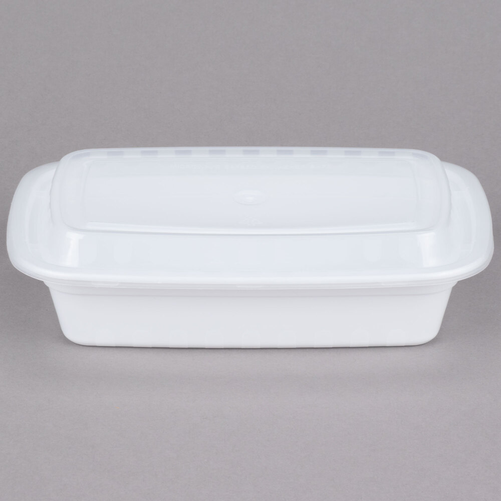 Choice 24 oz. White 8" x 5 1/4" x 2" Rectangular Microwavable Heavy ...