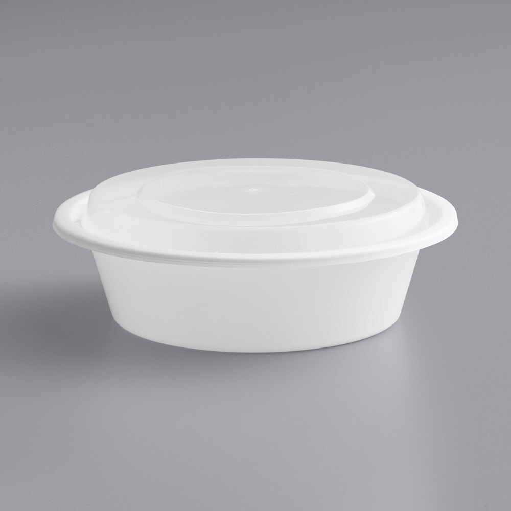 Choice 32 oz. White 7 1/4" Round Microwavable Heavy Weight Container ...