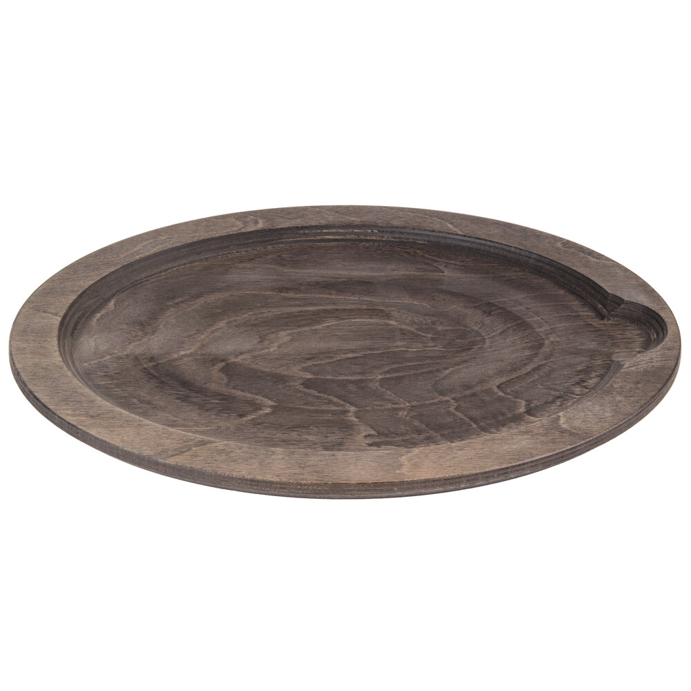 Lodge UJOP 15 1/4" x 11 3/4" Oval Jumbo Wood Underliner with Walnut Finish