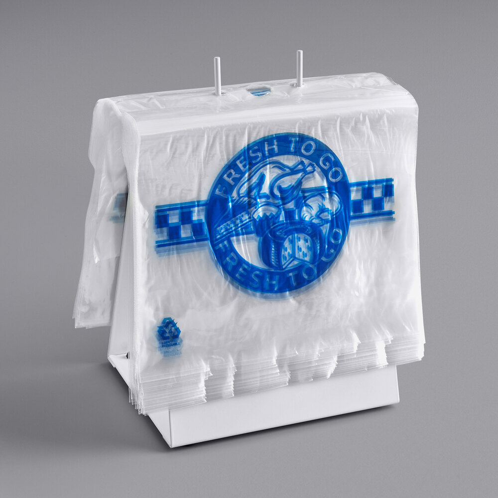 Choice Deli Saddle Bag Stand with Printed 10" x 8" Deli Bags - Seal Top