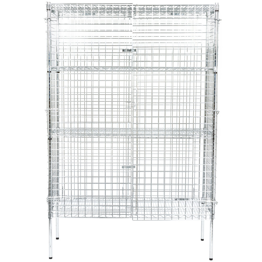 Regency NSF Stationary Chrome Wire Security Cage Kit - 18" x 48" x 74"