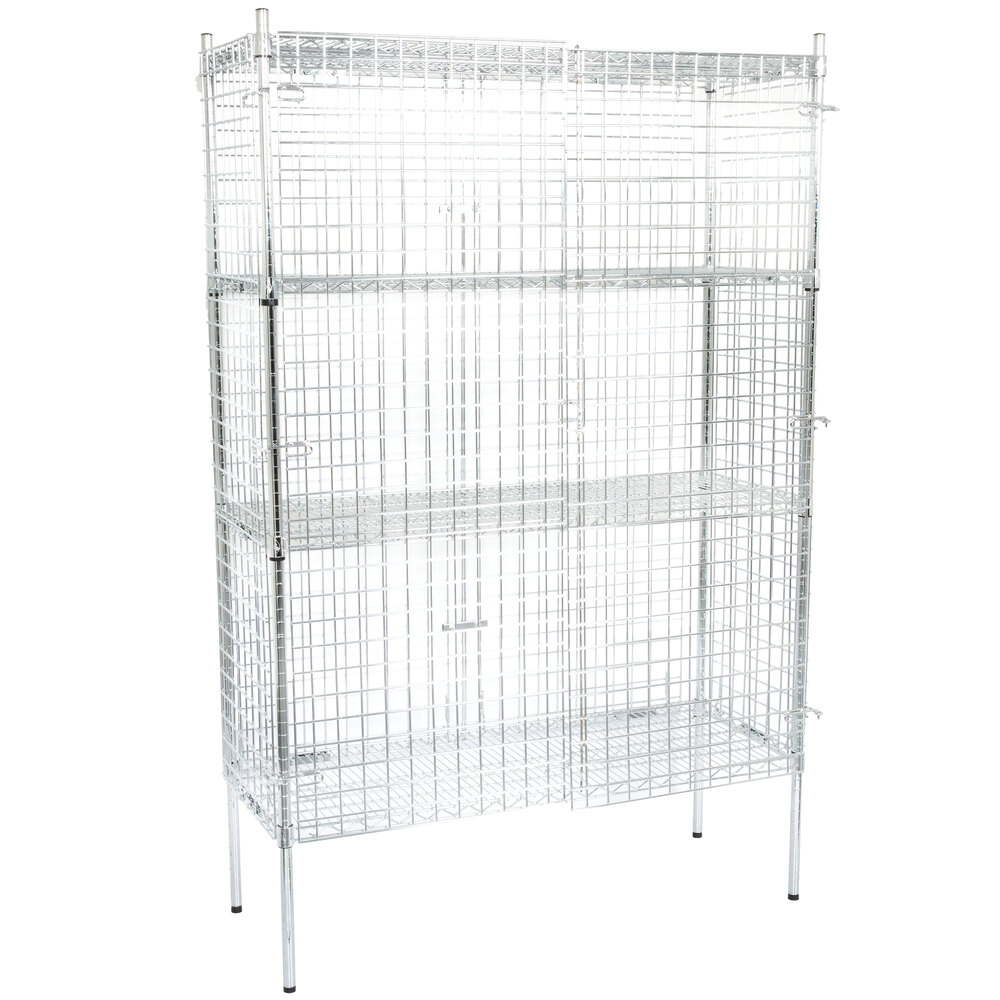 Regency NSF Stationary Chrome Wire Security Cage Kit - 18" x 48" x 74"