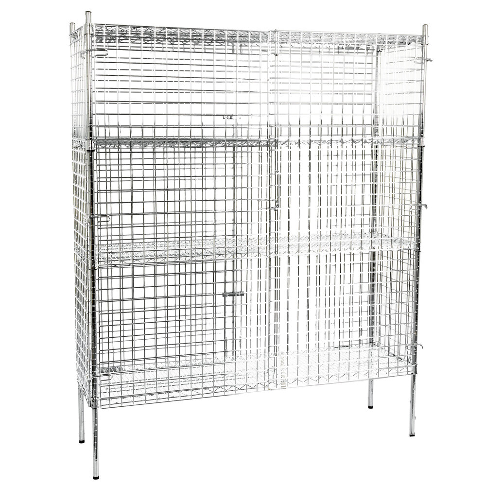 Regency NSF Stationary Chrome Wire Security Cage Kit -18" x 60" x 74"