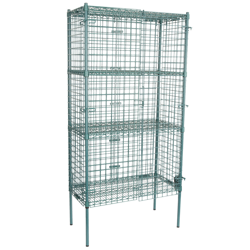 Regency NSF Stationary Green Wire Security Cage Kit - 18" x 36" x 74"