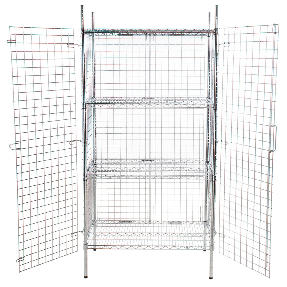 Regency NSF Stationary Chrome Wire Security Cage Kit - 18" x 36" x 74"