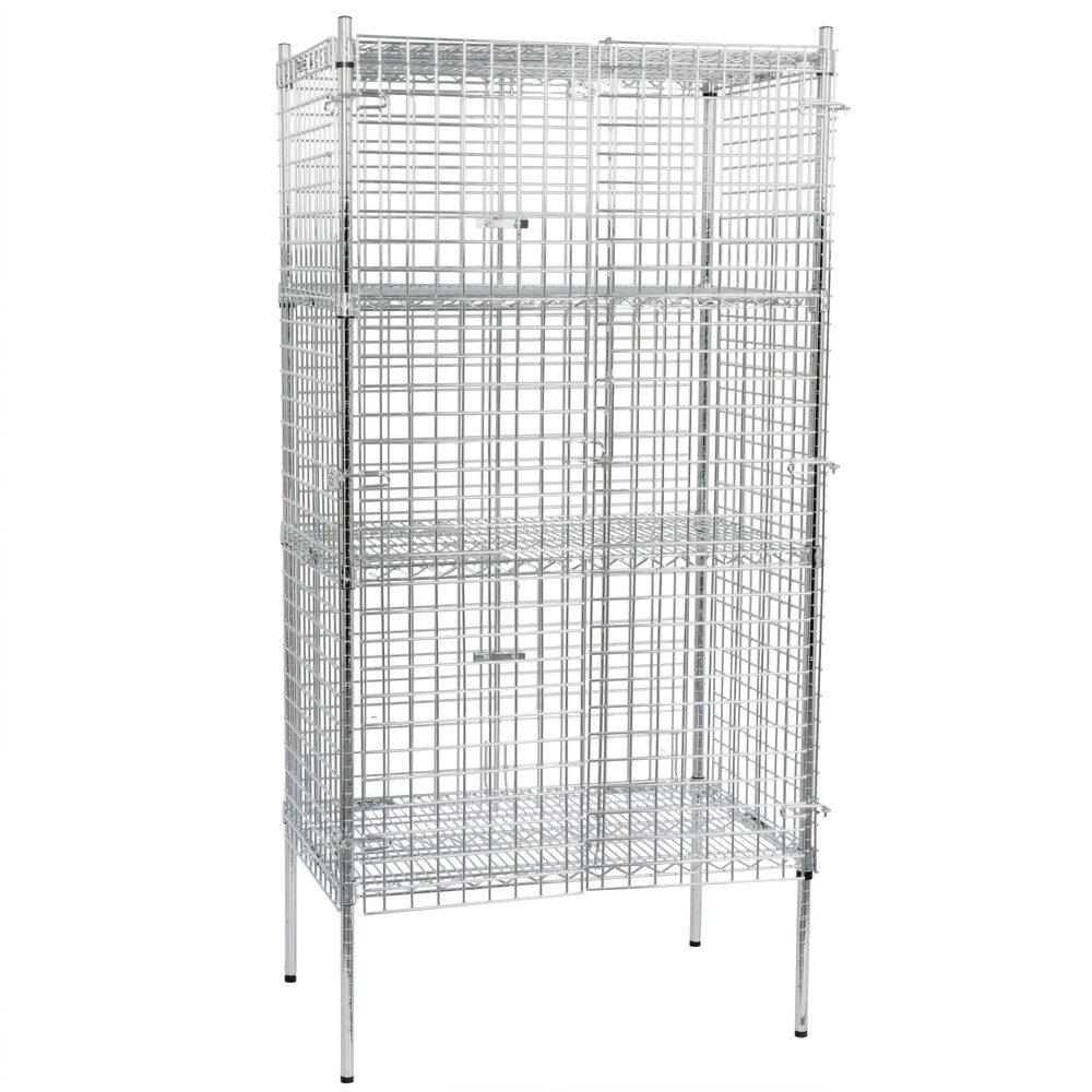 Regency NSF Stationary Chrome Wire Security Cage Kit - 24" x 36" x 74"