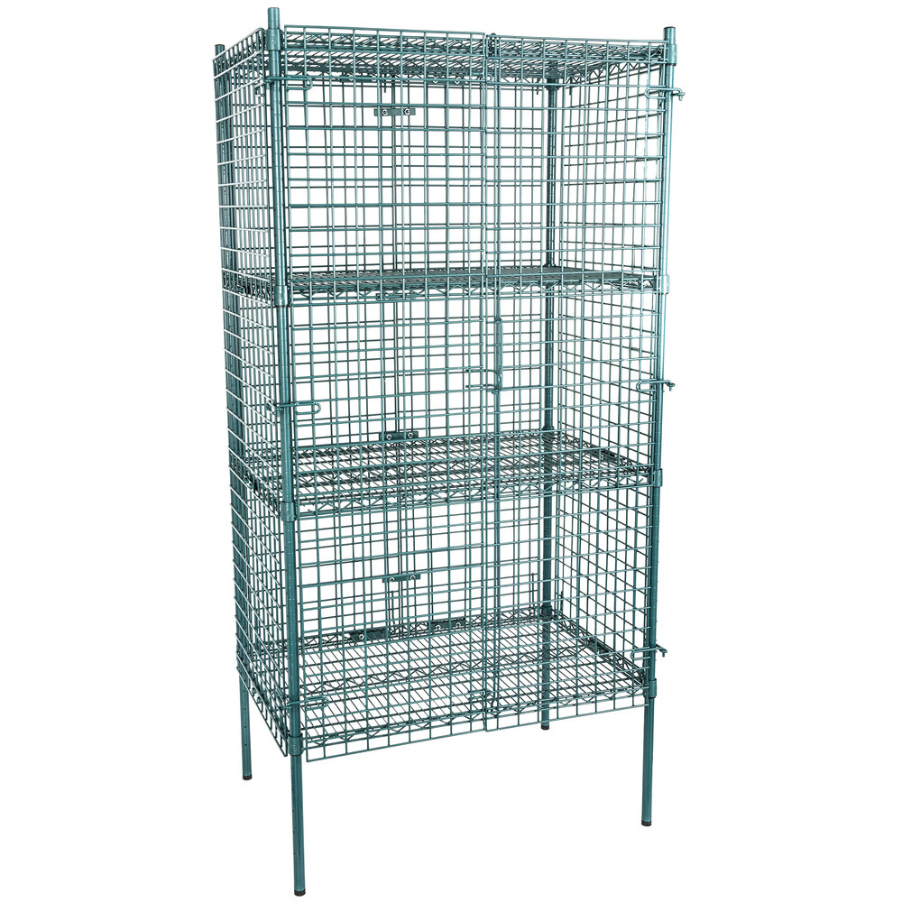 Regency NSF Stationary Green Wire Security Cage Kit - 24" x 36" x 74"