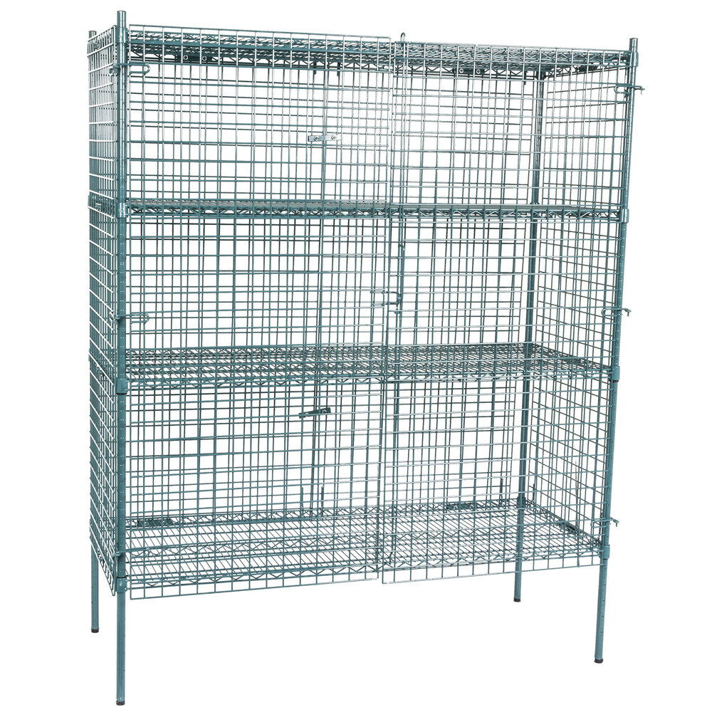 Regency NSF Stationary Green Wire Security Cage Kit - 24" x 60" x 74"