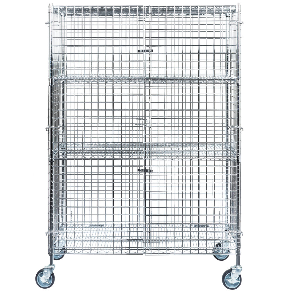 Regency 24" x 48" x 70" NSF Mobile Chrome Wire Security Cage Kit