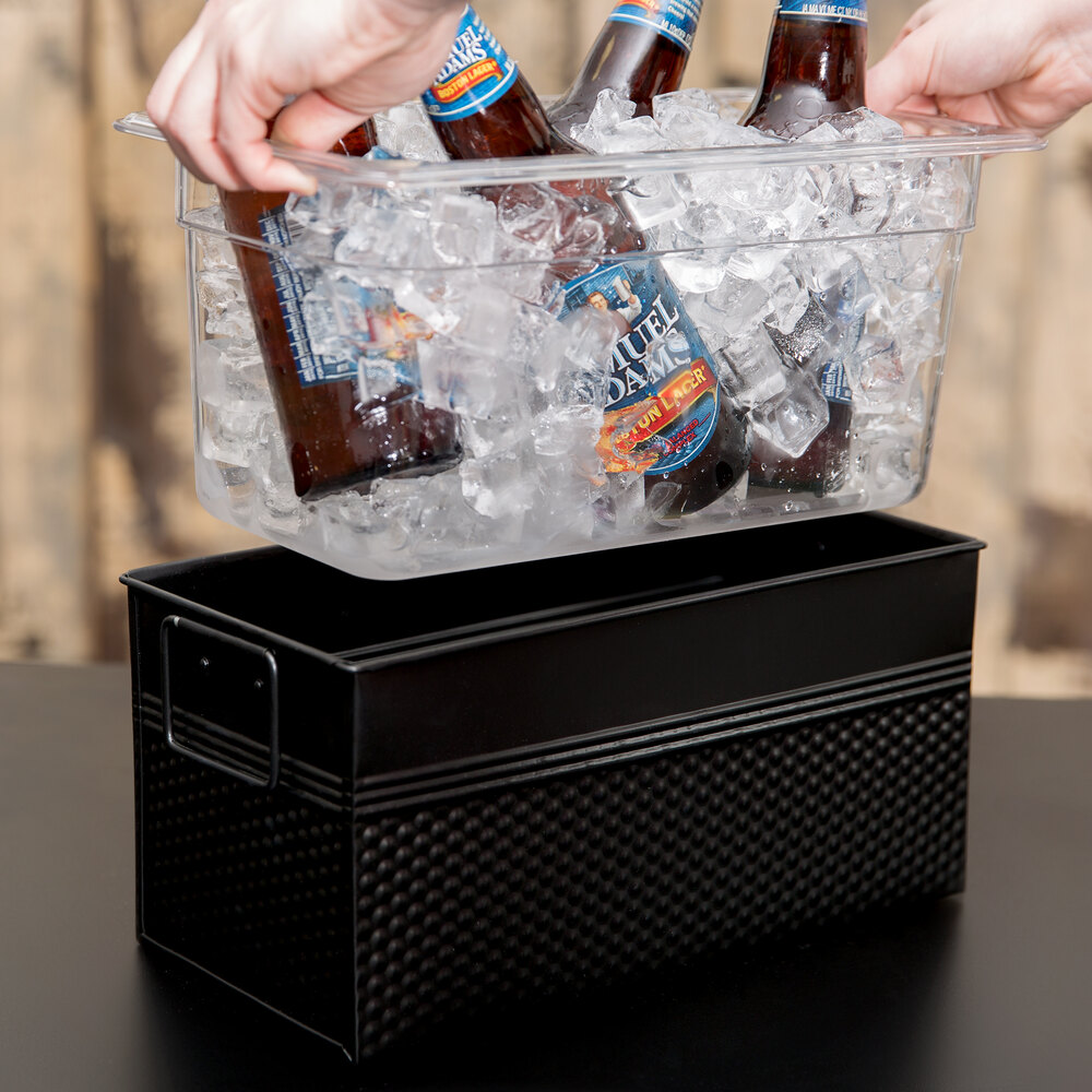 1/3 Size Black Rectangular Hammered Ice Display / Beverage Tub with ...