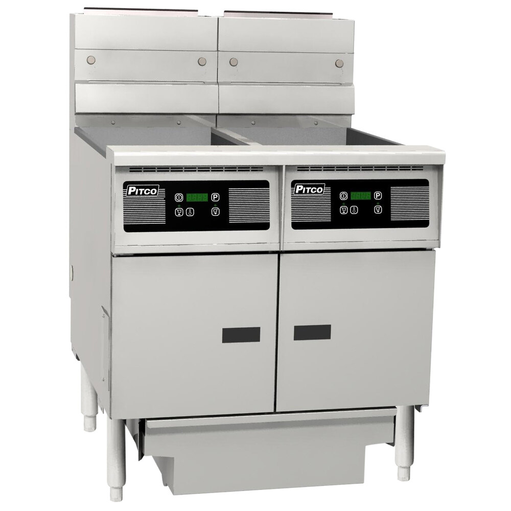Pitco® SG14RS-2FD-D Natural Gas 80-100 lb. 2 Unit Floor Fryer System ...