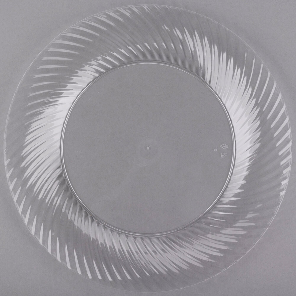 Visions Wave 9" Clear Plastic Plate - 18/Pack