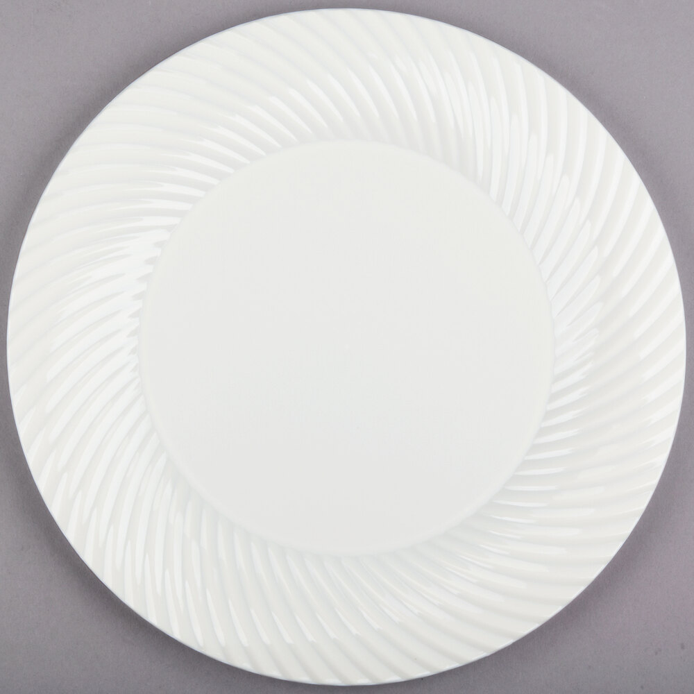Visions Wave 10" Bone / Ivory Plastic Plate - 144/Case