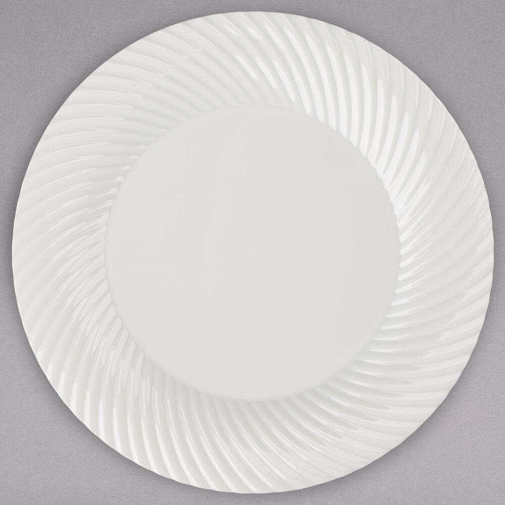 Visions Wave 6" Bone / Ivory Plastic Plate - 18/Pack