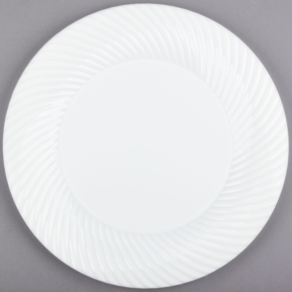 Visions Wave 10" White Plastic Plate - 18/Pack