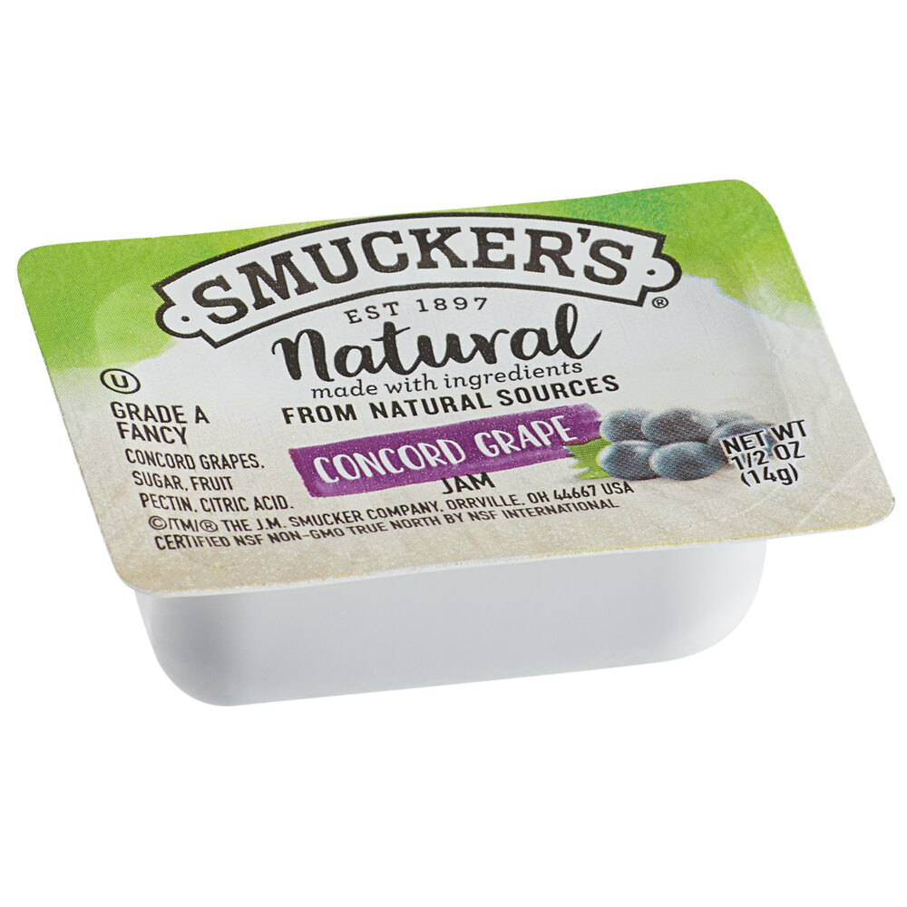 Smucker's Natural Concord Grape Jam .5 oz. Portion Cup - 200/Case