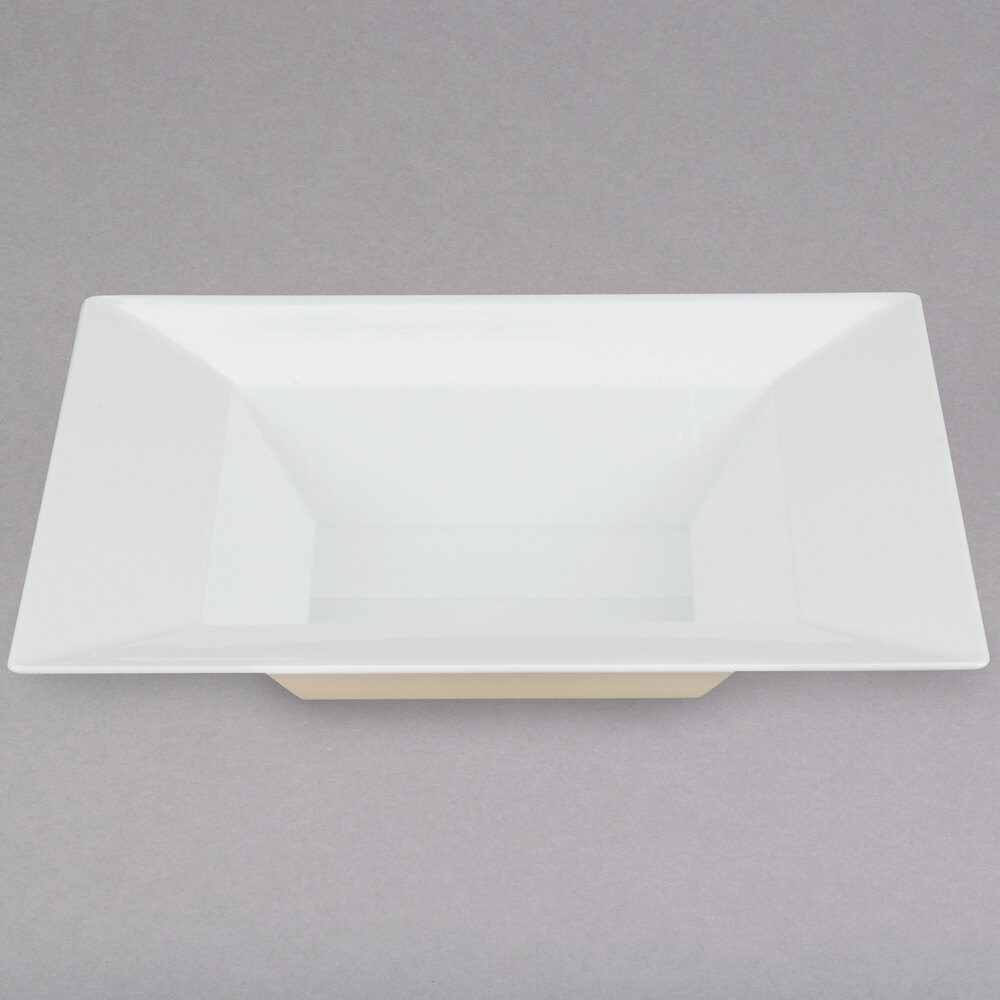 Visions Florence 12 oz. Bone / Ivory Square Plastic Bowl - 10/Pack