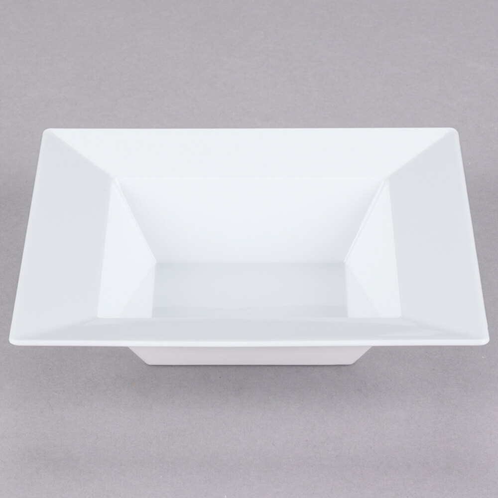 Visions 5 oz. White Square Plastic Bowl - 10/Pack