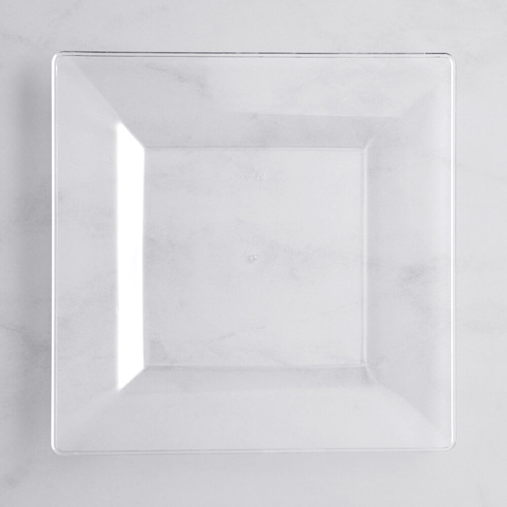 Visions Square 8" Clear Plastic Plate - 10/Sample