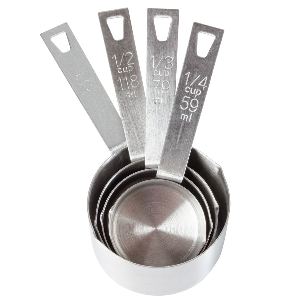 Tablecraft 725 4-Piece Stainless Steel Heavy Weight Measuring Cup Set