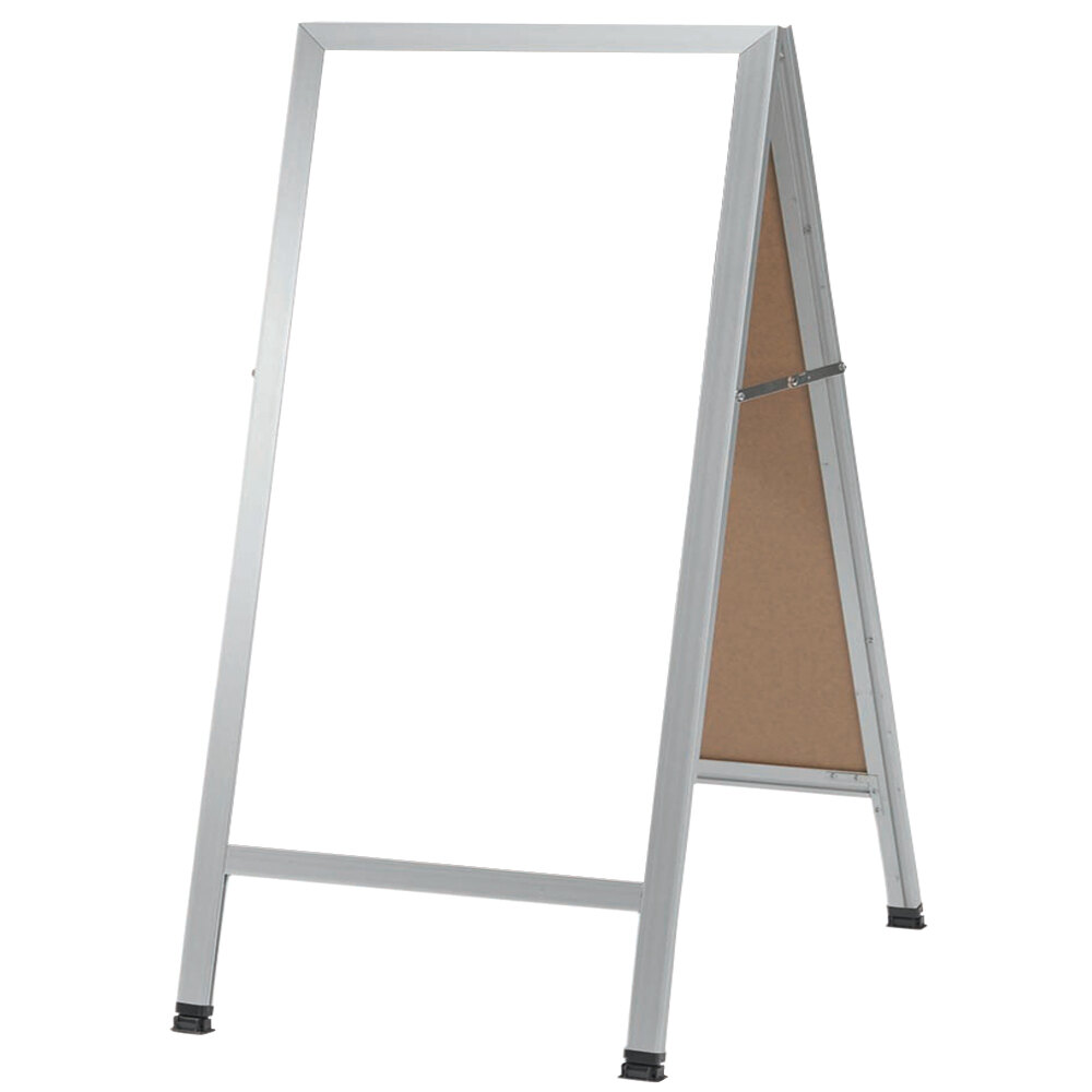 Aarco 42" x 24" Aluminum A-Frame Sign Board with White Marker Board
