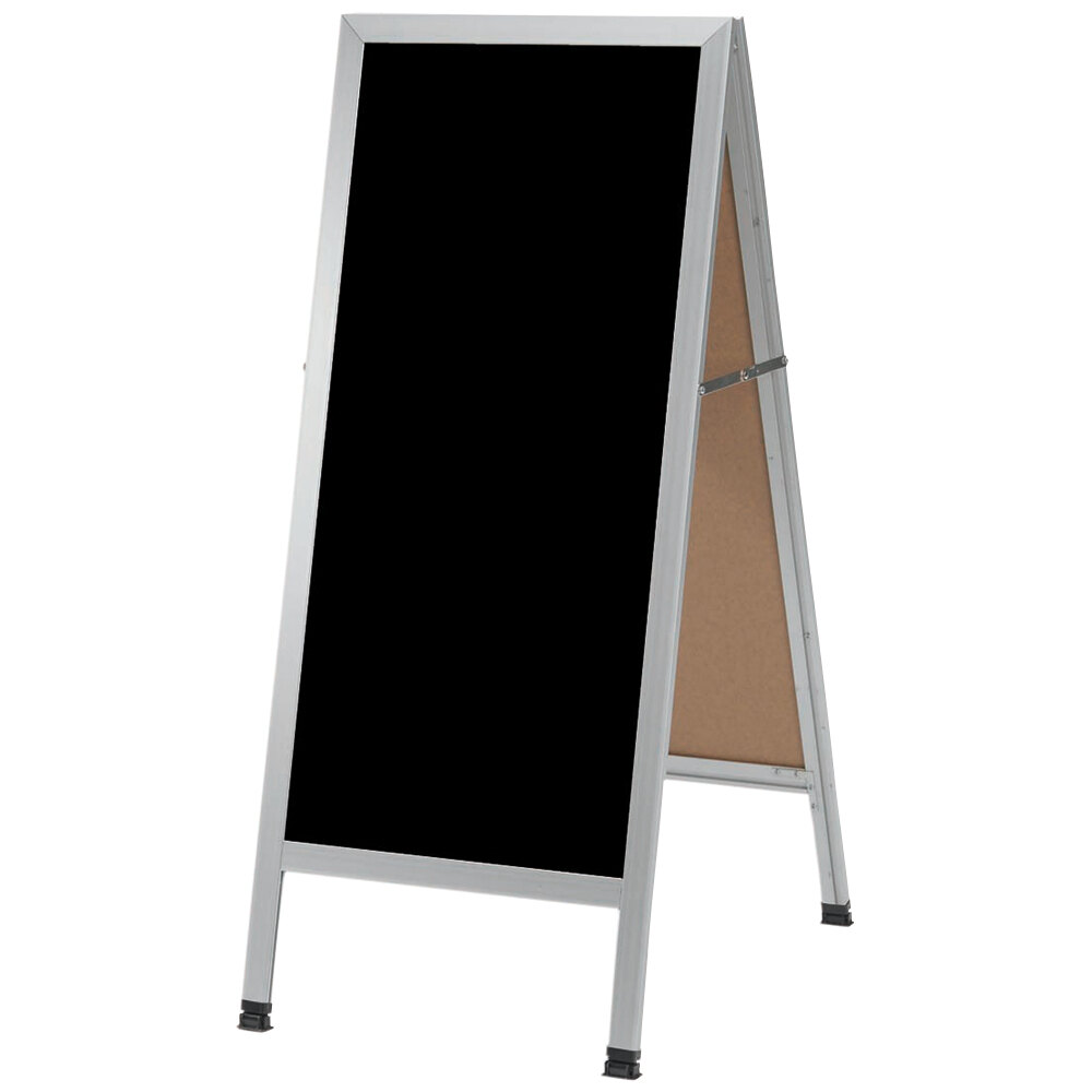 Aarco AA-3B 42" x 18" Aluminum A-Frame Sign Board with Black Chalkboard