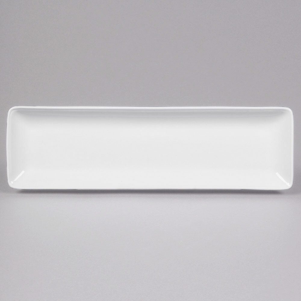 CAC LON-34 Long Island 9" x 3 5/8" Bone White Porcelain Platter - 36/Case