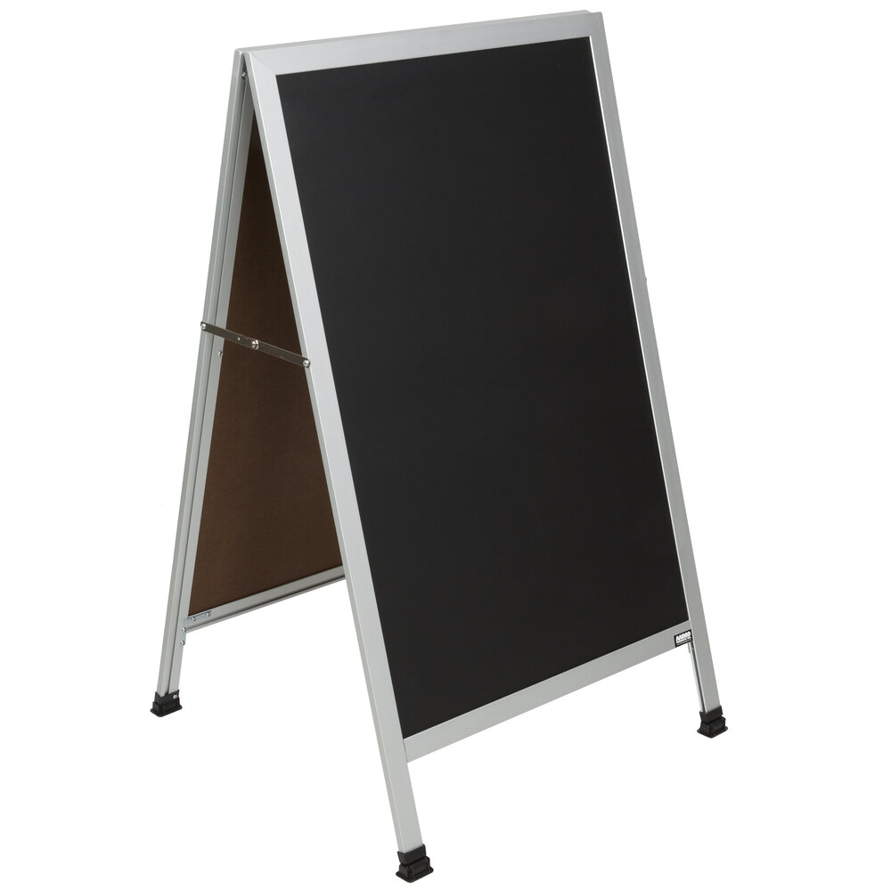Aarco AA-1B 42" x 24" Aluminum A-Frame Sign Board with Black Chalkboard
