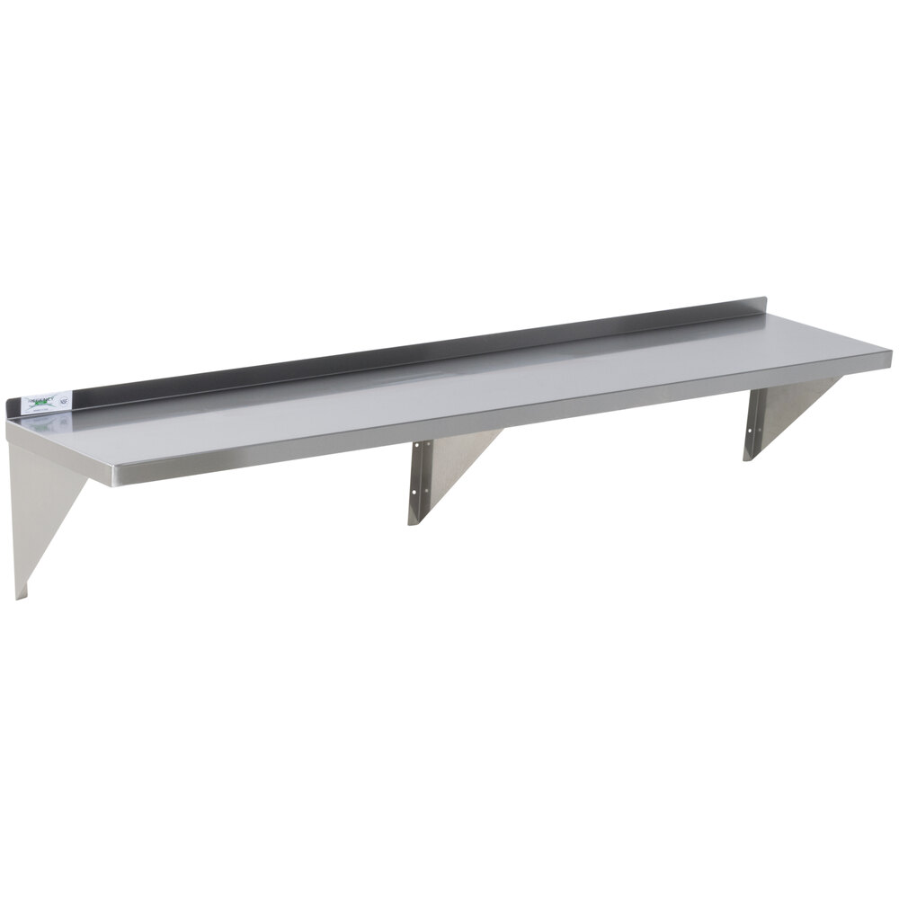 Regency 16 Gauge Stainless Steel 15" x 72" Heavy-Duty Solid Wall Shelf