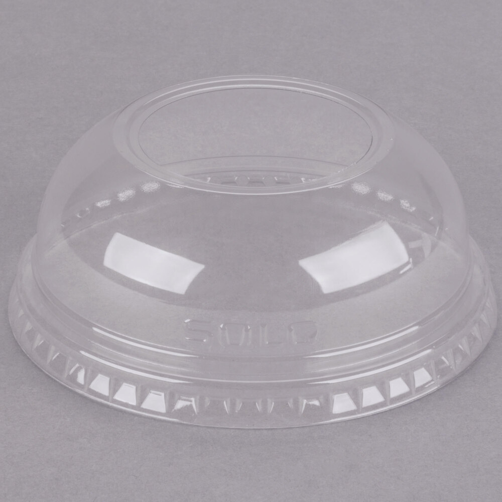 Dart DLW16 16 oz. Clear PET Plastic Dome Lid with 2" Hole - 1,000/Case