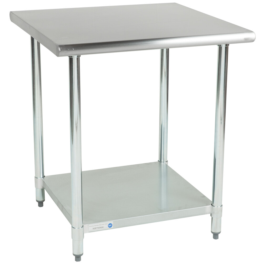 Steelton 30" x 30" 18 Gauge 430 Stainless Steel Work Table with Undershelf