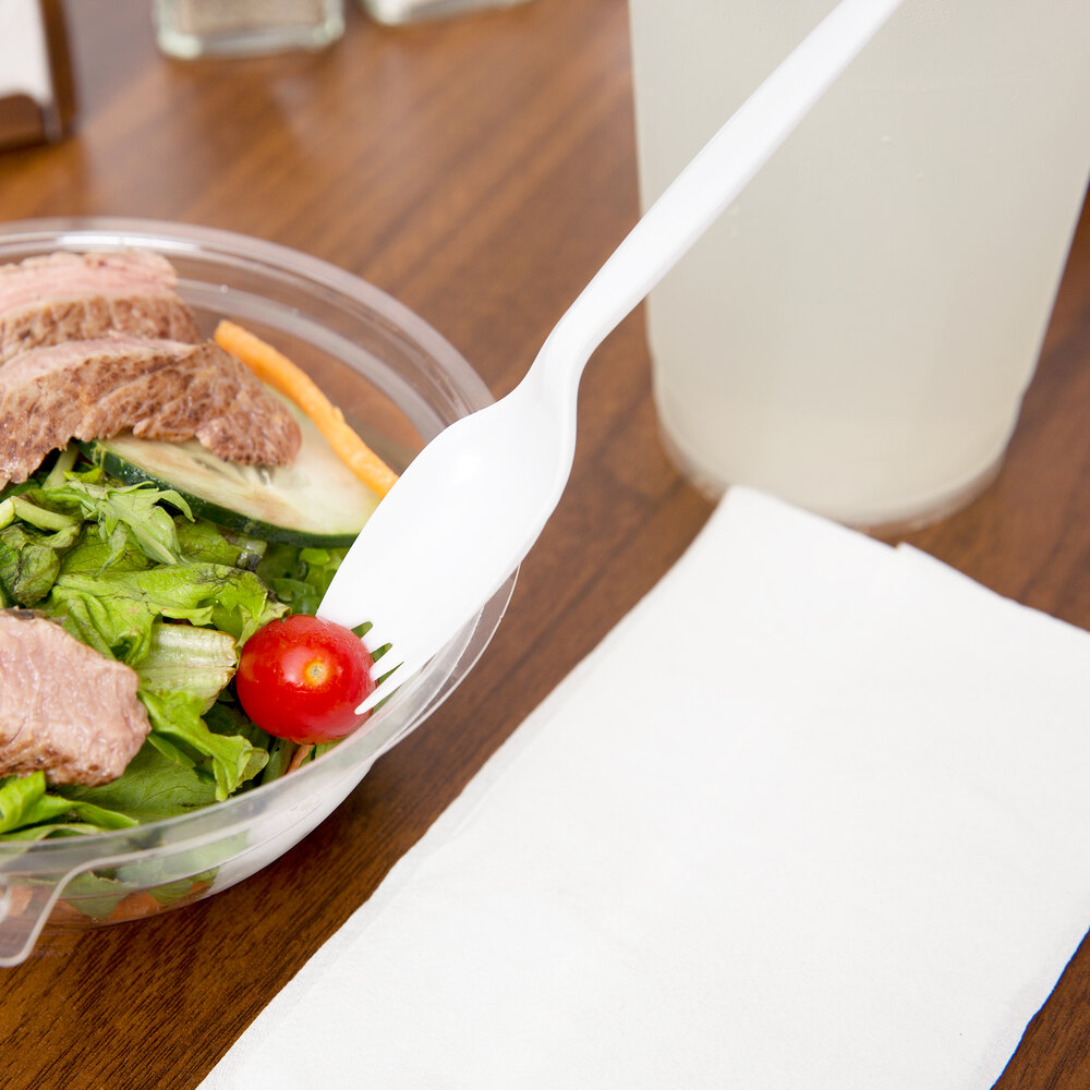 Choice Individually Wrapped Medium Weight White Plastic Spork - 100/Pack