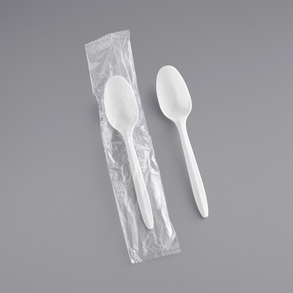 Choice Individually Wrapped Medium Weight White Polypropylene Plastic ...
