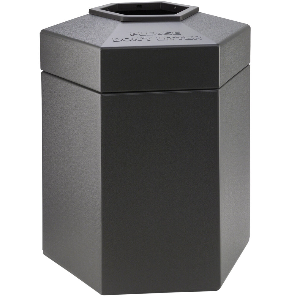 Commercial Zone 737224 PolyTec 45 Gallon Charcoal Hexagonal Trash Can ...