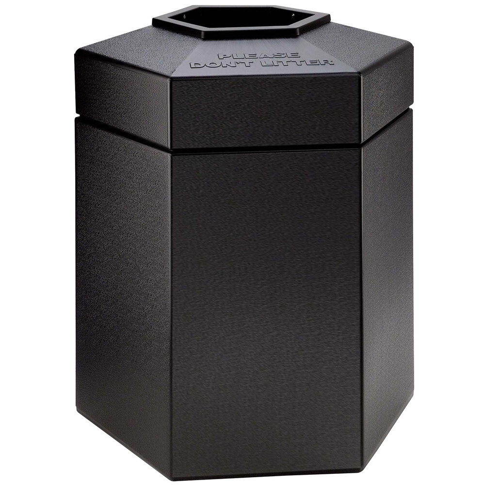 Commercial Zone 737201 PolyTec 45 Gallon Black Hexagonal Trash Can with ...