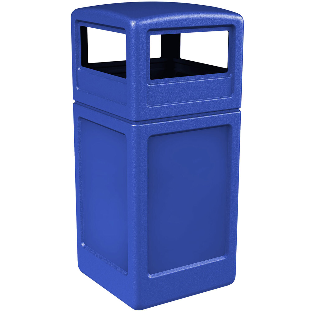 Commercial Zone 73290499 PolyTec 42 Gallon Square Blue Trash Can and ...