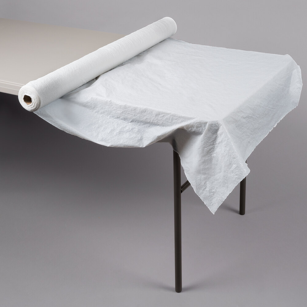 Atlantis Plastics 1504127 300' White Pebble Embossed Plastic Table Cover