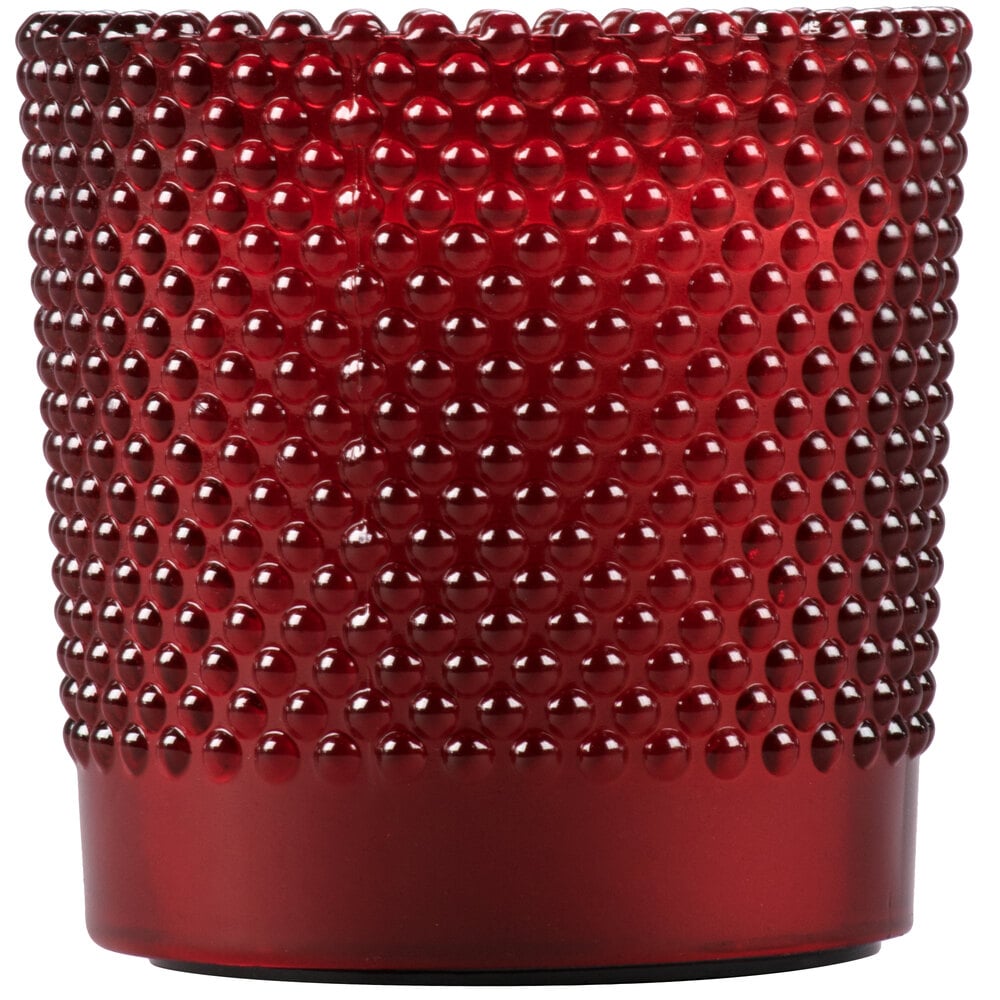 Sterno 60186 Hobnail 3 1/2" Rouge Flameless Wax Filled Glass Lamp - 4/Case