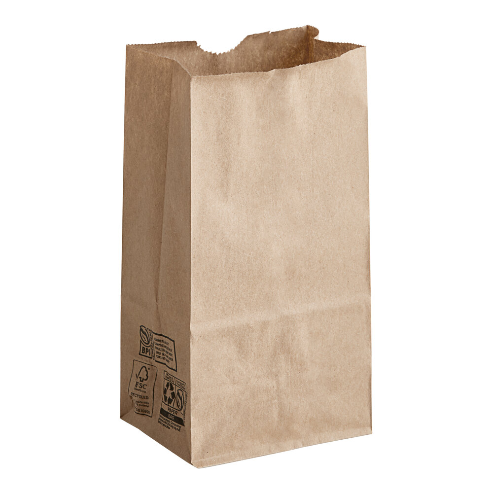 Duro 3 lb. Natural Kraft Paper Bag - 500/Bundle