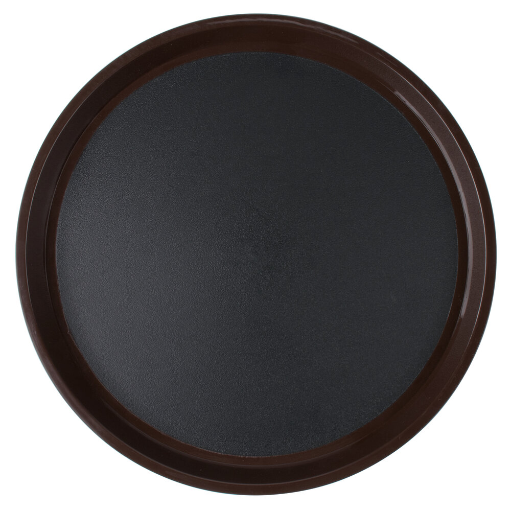 GET RCT-14-NS 14" Brown Plastic Round Non-Skid Tray - 24/Case