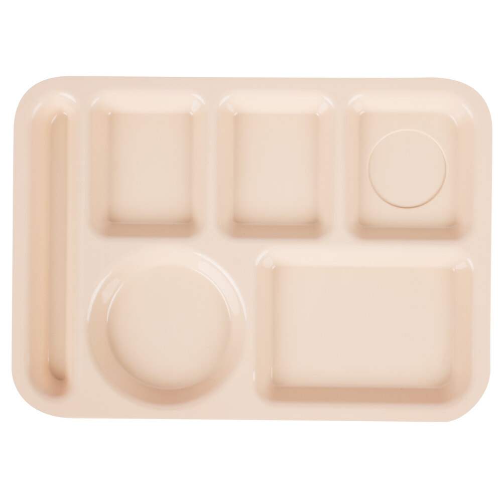 GET TL-153-T 10" x 14" Left Handed Polypropylene Tan 6 Compartment Tray ...